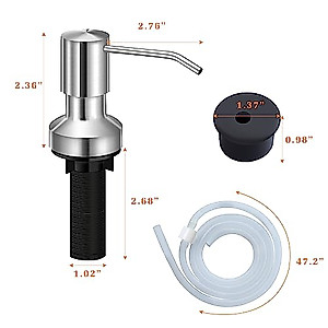 Sink Soap Dispenser for Kitchen Sink, Countertop Built in Sink Soap Dispenser with 47”Extension Tube kit, No Need to Fill The Little Bottle Again (Brushed Nickel)