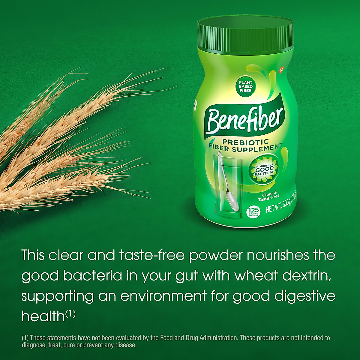 Benefiber Daily Prebiotic Fiber Supplement Powder for Digestive Health, Unflavored - 125 Servings (17.6 Ounces)