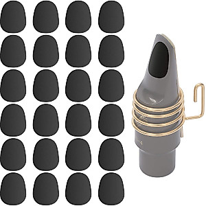 24 Pieces Alto Tenor Saxophone Mouthpiece Cushions, Eison 0.8mm Thick Food Grade Sax Clarinet Mouthpiece Patches Pads Strong Adhesive, Black