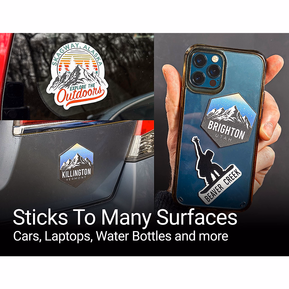 Whitecap Mountain Wisconsin Ski Adventures Souvenir 4 Inch Vinyl Decal Sticker Mountain Design