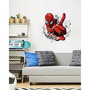 Kids Superhero Wall Decals Spiderman Wall Poster Decal Stickers Wall Decal Peel and Stick for Boys Bedroom Playroom Wall Decor