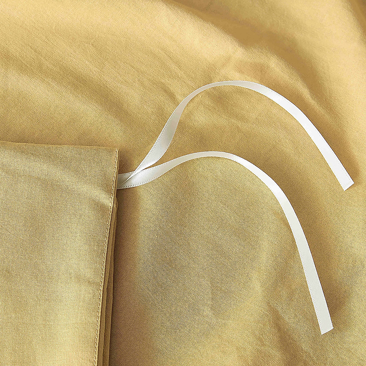 Melingo Mustard Yellow Duvet Cover Twin Size - Cotton Twin Duvet Cover Set, 1 Comforter Cover 68x90 Inches with Button Closure and 1 Pillow Shams (No Comforter)