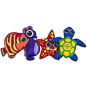 Sunflex Splash Puppies - Floating Neoprene Water Toy Set of Four That Includes 1 Starfish, 1 Turtle, 1 Fish, and 1 Seahorse - Waterproof and UV Resistant Pool Toy
