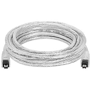 Cmple - 15FT FireWire Cable 4 Pin to 4 Pin Male to Male iLink DV Cable Firewire 400 IEEE 1394 Cord for Computer Laptop PC to JVC Sony Camcorder - 15 Feet Clear