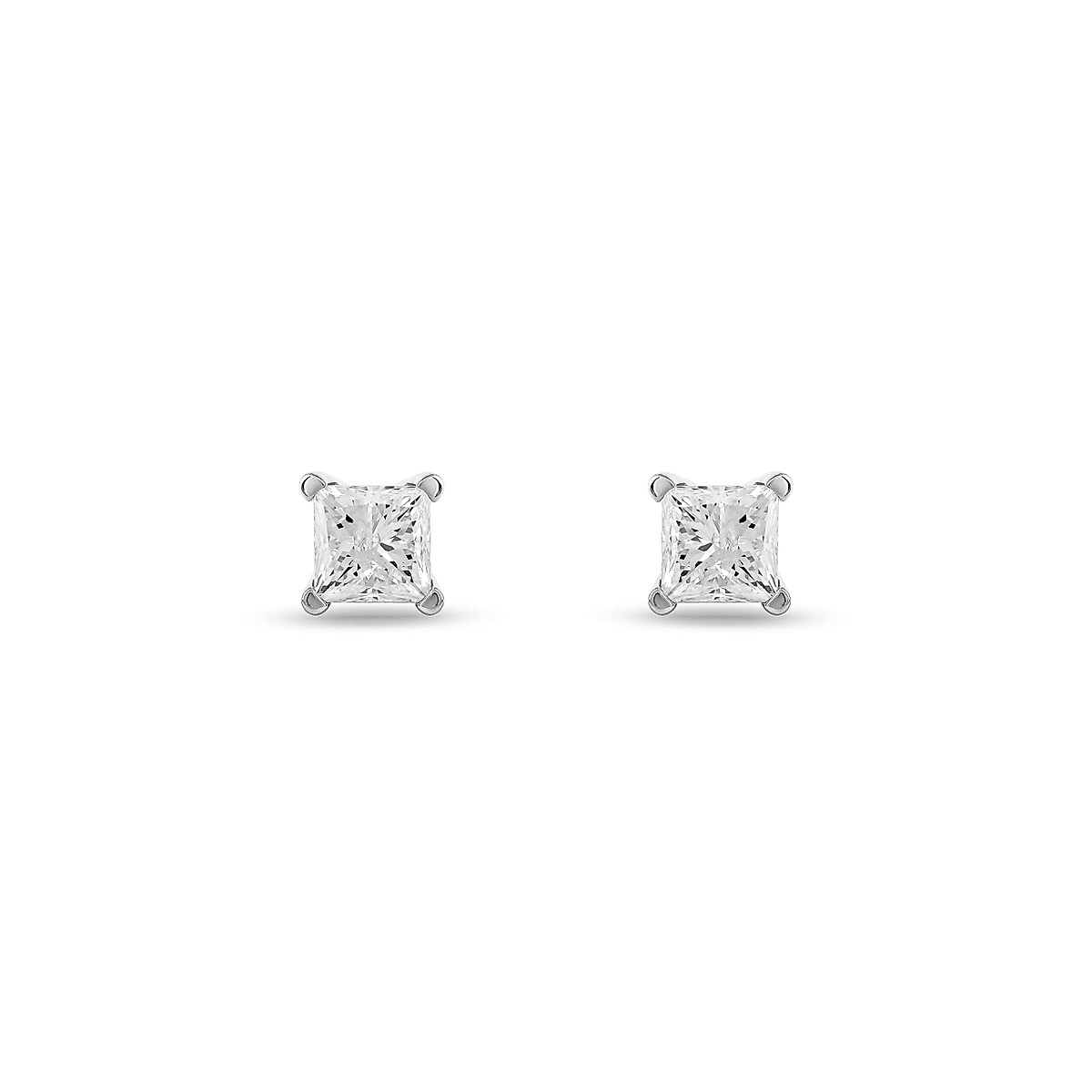 10k White Gold 3/8Ct TDW Princess Diamond Stud Earring by DZON Love Gift for Women (H-I, I2-I3)
