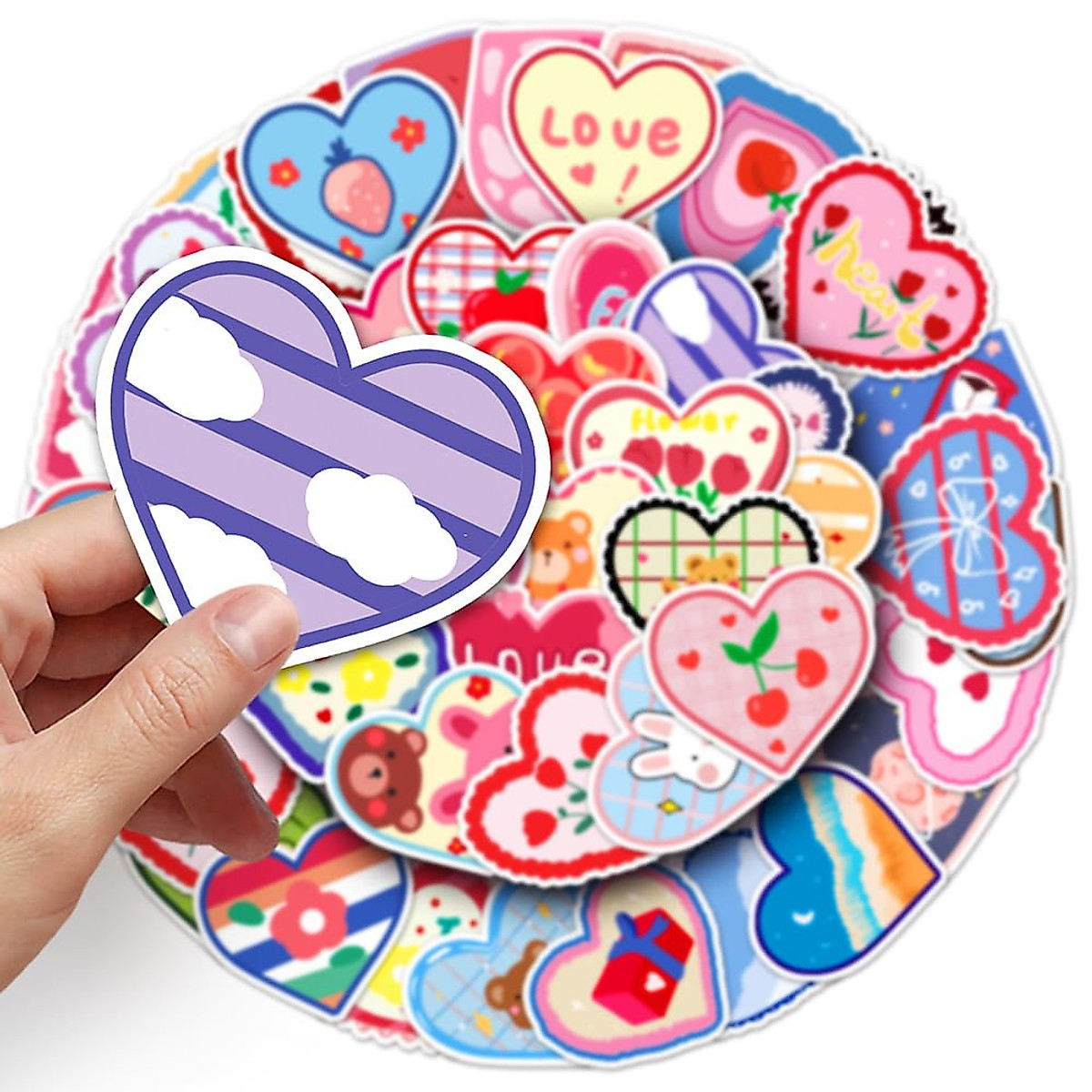 Various Heart Stickers for Kids Teens Girls Boys |50 Pcs| Exquisite Waterproof Stickers for Laptop Phone Tablet Luggage Water Bottle Flasks Cup Bike,Trendy Cartoon Vinyl Decals Pack(50Pcs-Heart)
