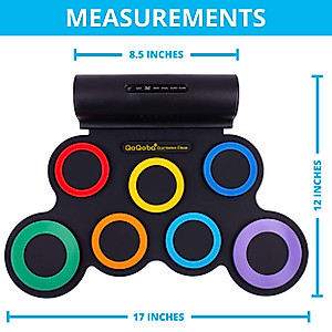 QoQoba Electronic Drum Set for Kids | Adult Beginner Pro MIDI Drum Practice Pad Kit w/Headphone Jack | Drum Sticks | Great Holiday Birthday Gift for Kids Drum Set (RAINBOW)