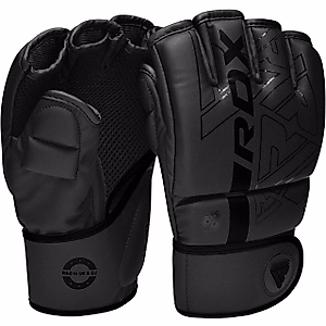 RDX MMA Gloves Grappling Sparring, Pre-Curved Mixed Martial Arts Mitts Men Women Boxing Gloves, Maya Hide Leather Kara Cage Fighting Workout, Combat Sports Training, Muay Thai, Punching Bag Kickboxing