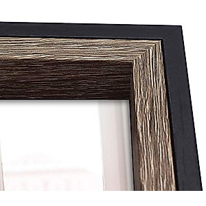 Golden State Art, 8x8 Tall/Split Molding Picture Frame, Includes Easel for Tabletop Display and Sawtooth Hangers for Wall Display Excellent for Weddings, Events, Memories (Black/Grey, 1 Pack)