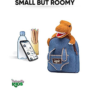 Naturally KIDS Mini Dinosaur Backpack - Dinosaur Toys for Kids Age 2 - Very Small Toddler Backpack for Boys Girls w Stuffed Animals - Little Backpack w Brown Corduroy T Rex