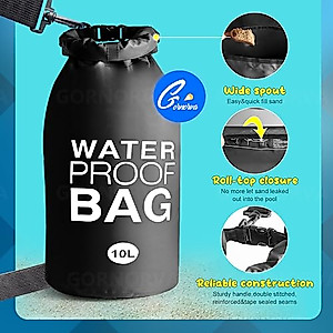GORNORVA Universal Pool Step Weights No More Breaken Above Ground Pool Ladder Weights Foldable Pool Step Sandbag（10L）250D PVC Waterproof Sand Bags,EASY&QUICK FILL for Ground Pool Entry System (BLACK)
