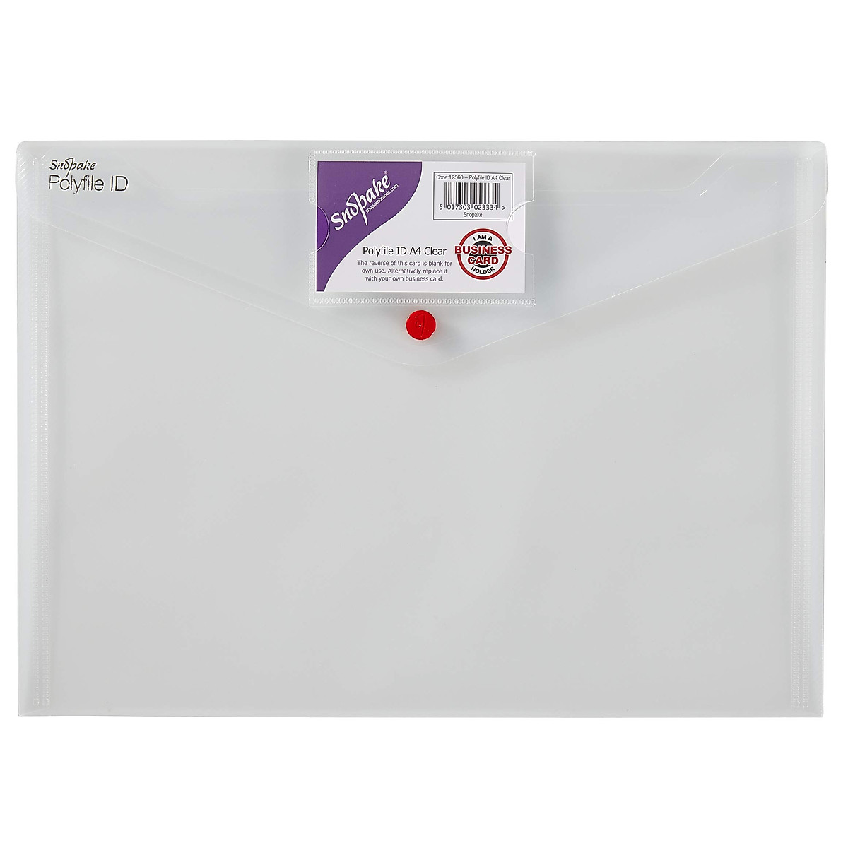Snopake A4 Polyfile ID Popper Wallet with Press Stud Closure – Clear [Pack of 5] Ref: 12560