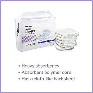McKesson Ultra Incontinence Liners - Heavy Absorbency, Contoured, Unisex, Adult - One Size Fits Most, 27 1/5 in Long, 20 Count, 4 Packs, 80 Total