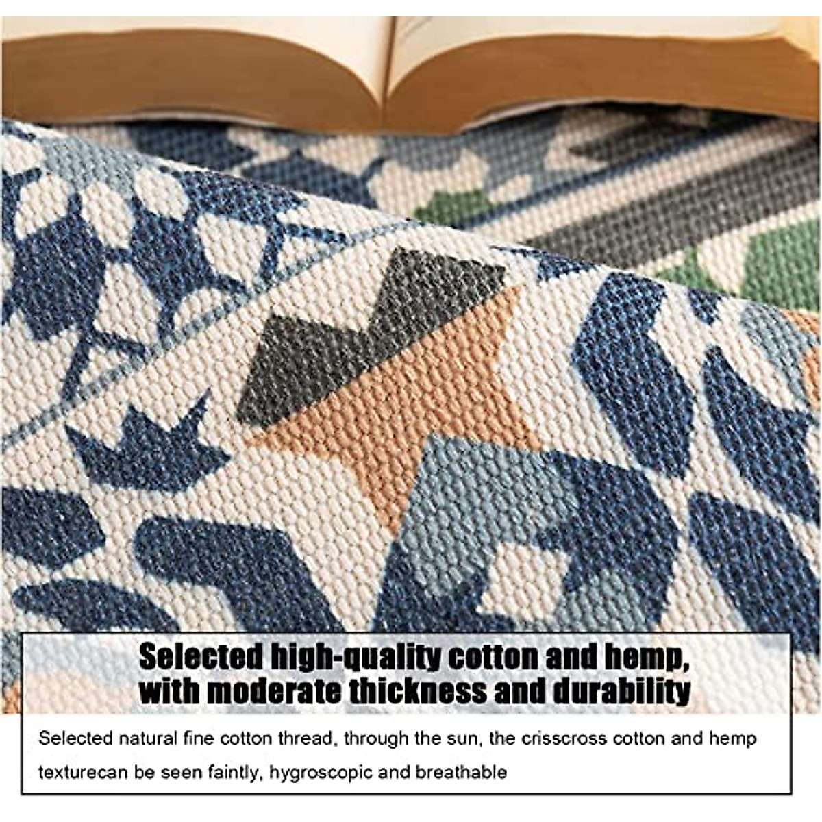 lightlux Boho Area Rug 5' x 7' Large Bedroom Living Room Rug Machine Washable Moroccan Blythe Woven Carpet Tribal Farmhouse Collection Indoor Outdoor(5x7 ft, Green) Christmas Decorations Clearance