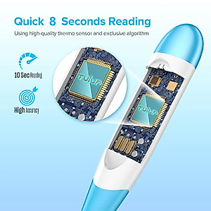 Thermometer for Adults with 8 Seconds Fast Accurate Reading, Baby Thermometer for Oral, Rectal or Under Arm Use, Digital Thermometer with Fever Alarm, Large LCD Display