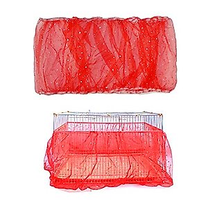 FYANER Bird Cages Cover Seed Catcher Birdcage Nylon Mesh Net Cover Skirt Guard Birdcage Covers(Not Include Birdcage)(Red-M)