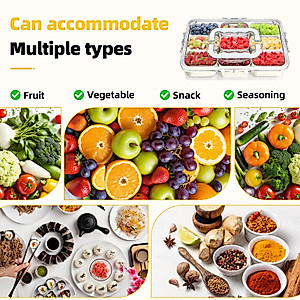 Portable Snackle Box Container with Lid and Handle, 9 Detachable Dividers Charcuterie Board Container Clear Organizer Food Storage for Fruits,Candy, Nuts- Perfect for Party, Travel & Picnic