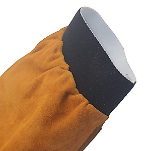Jewboer Leather Welding Sleeves Heat Flame Resistant Arm Protection for Welder 16.5" Long