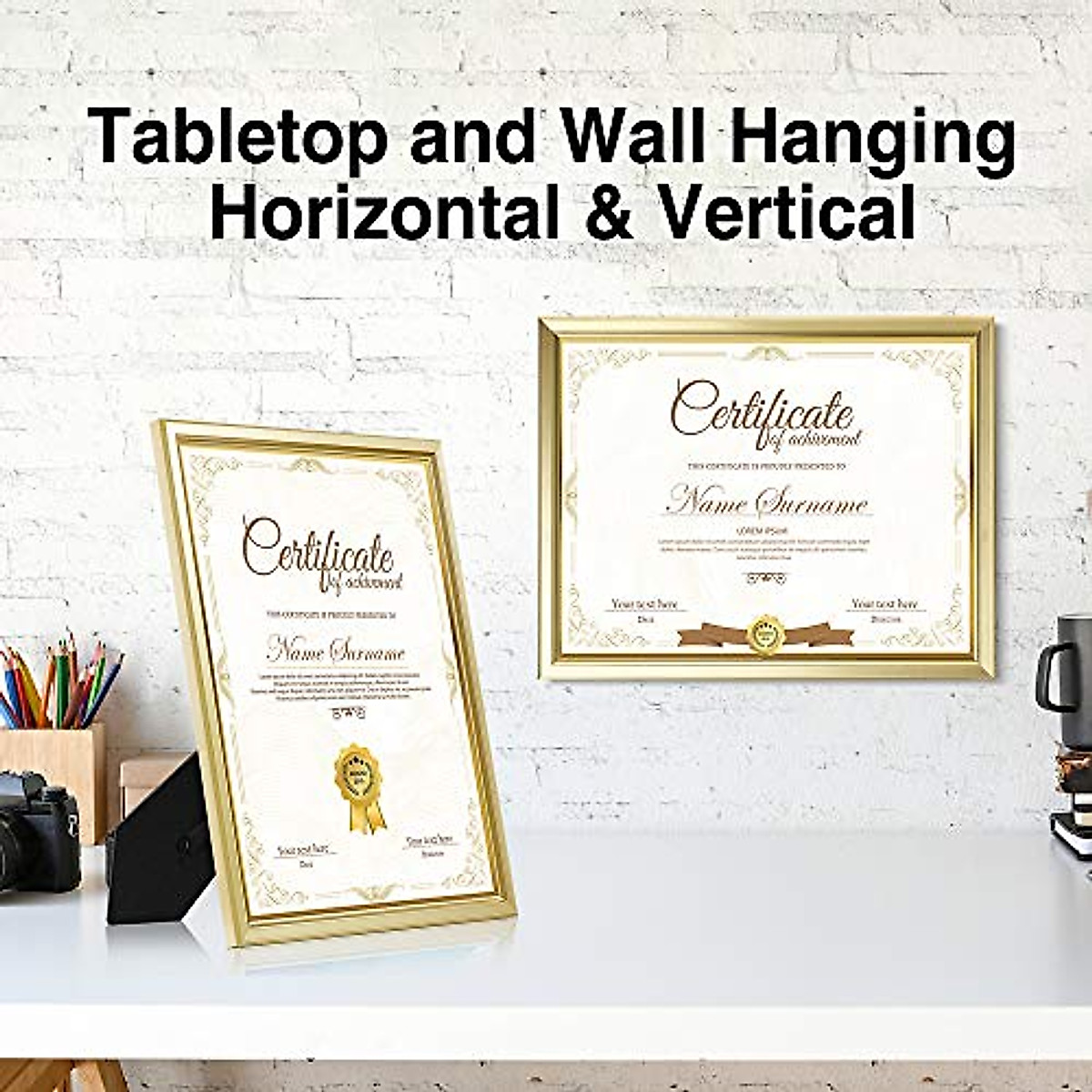 LaVie Home 8.5x11 Picture Frames (1 Pack, Gold) Simple Designed Photo Frame with High Definition Glass for Wall Mount & Table Top Display