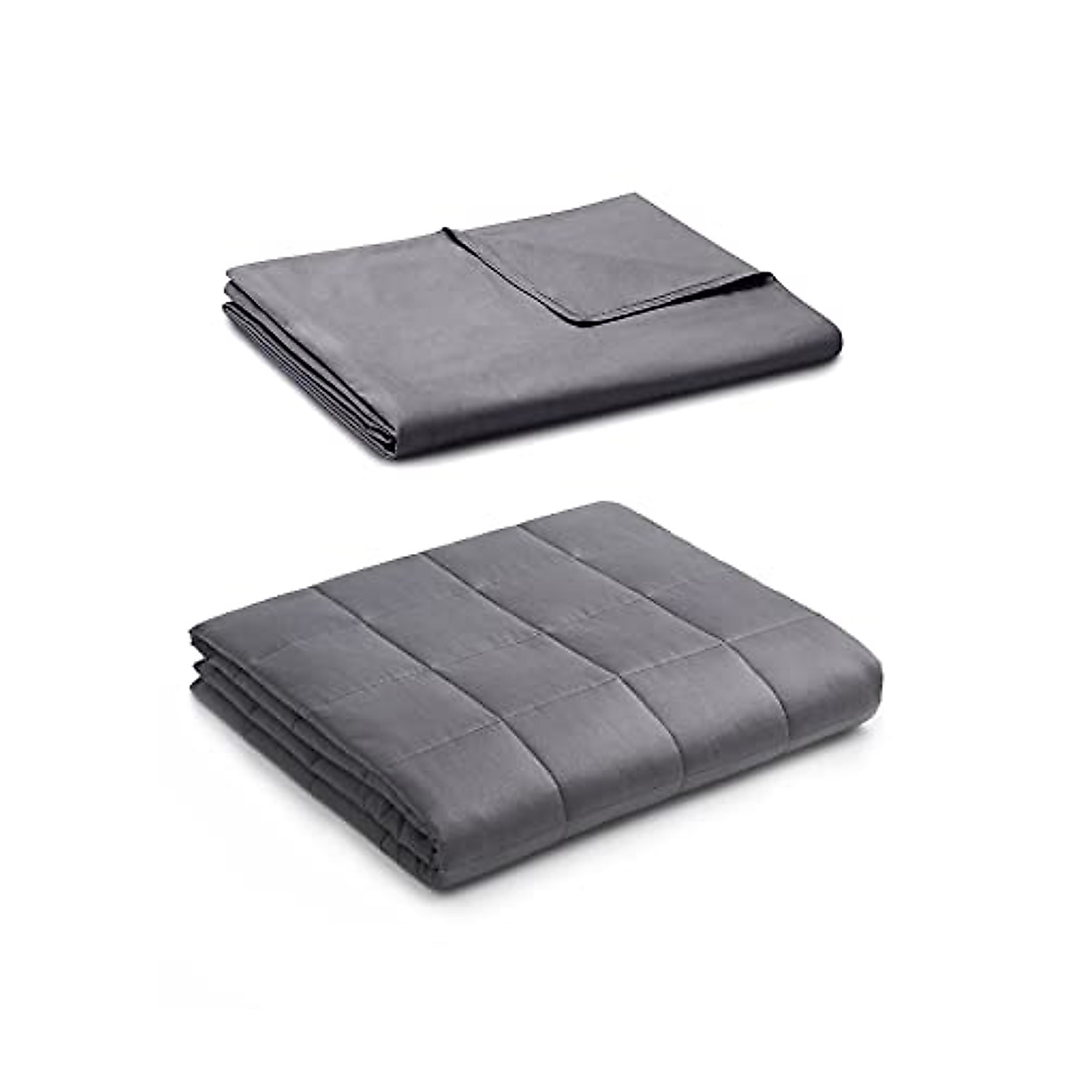 YnM Weighted Blanket with Cotton Duvet Bundle (48''x72'' 15lbs), Suit for One Person(~140lb) Use on Twin/Full Bed | Dark Grey