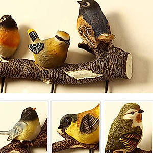 Resin Wall-Mounted Coat Rack ,Realistic Birds Standing on The Branch, Creative Pastoral Style Clothes/Key Hook