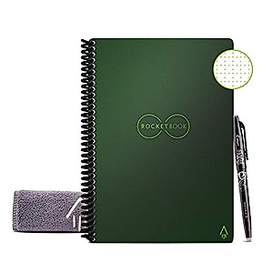 Rocketbook Smart Reusable Notebook - Dot-Grid Eco-Friendly Notebook with 1 Pilot Frixion Pen - Terrestrial Green Cover, Letter Size (8.5" x 11") & Pen/Pencil Holder (Pen Station)