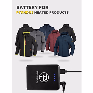 PTAHDUS 7.4 V Battery Pack with Charger Rechargeable Battery Power Bank 5000mAh for Heated Jackets, Heated Hoodies and Heated Vests