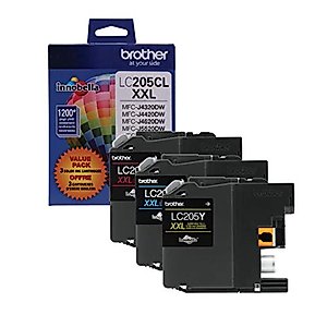 Brother Genuine Super High Yield Color Ink Cartridge, LC2053PKS, Replacement Color Ink Three Pack, Includes 1 Cartridge Each of Cyan, Magenta & Yellow, Page Yield Up To 1200 Pages/Cartridge, LC205
