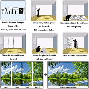 Universe Purple Night Sky Stars 3D Wall Murals Wallpaper, Galaxy Meteor Aurora Wall Poster Murals, Wall Painting Art Wallpaper for Living Room and Bedroom Home Decor 177" by 124"