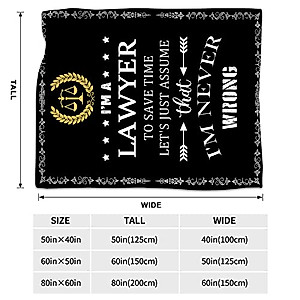 Lawyer Blanket Law Throws Gift for Men Law School Graduation Gifts Ultra-Soft Blankets for Bedroom Living Room Couch Bed for Lawyer 50x60 Inches.