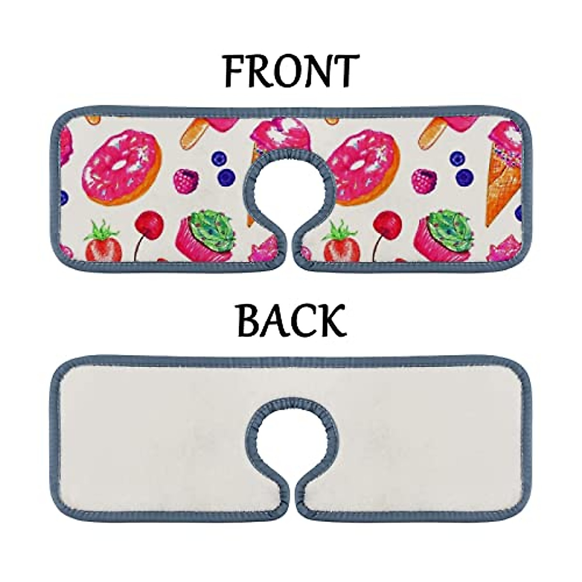 Kitchen Faucet Absorbent Mat 2 Pieces Ice Cream Fruits Faucet Sink Splash Guard Bathroom Counter and RV,Faucet Counter Sink Water Stains Preventer