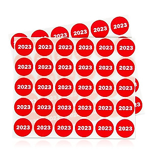 300/Pack, 600 Labels - 2023 Year Stickers – 0.75 Inch Round, Bright Red - Color Coded 2023 Labels / 2023 Year Tabs for Book Keeping, File Folder Organization Labels