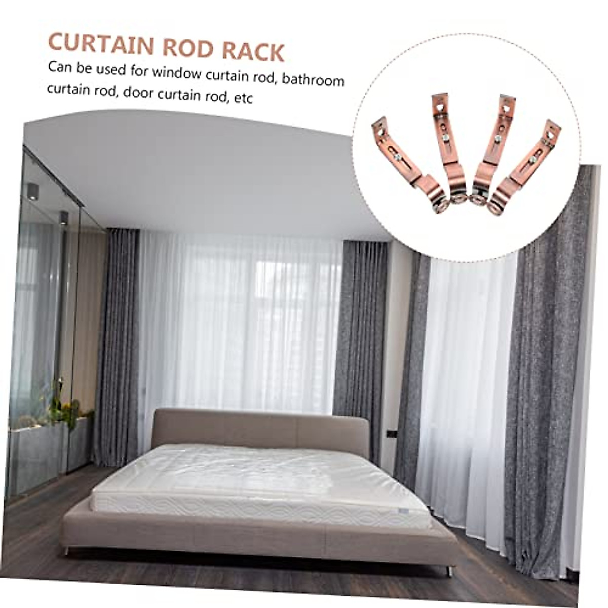 Garneck 16 Pcs Curtain Rod Holder Shower Curtain Hangers Heavy Duty Hangers Ceiling Hanging Hook Shower Curtain Bracket Curtain Bracket Hooks Curtain Hook Holders Curtain Accessories Red