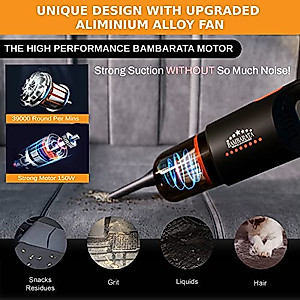 BAMBARATA Car Vacuum Cleaner - Optimized High Power, Handheld Vacuums 3 Gifted ATCH & Bag-12V, Auto Accessories Kit for Interior Detailing for Mom, Dad Aspiradora de Carro Black