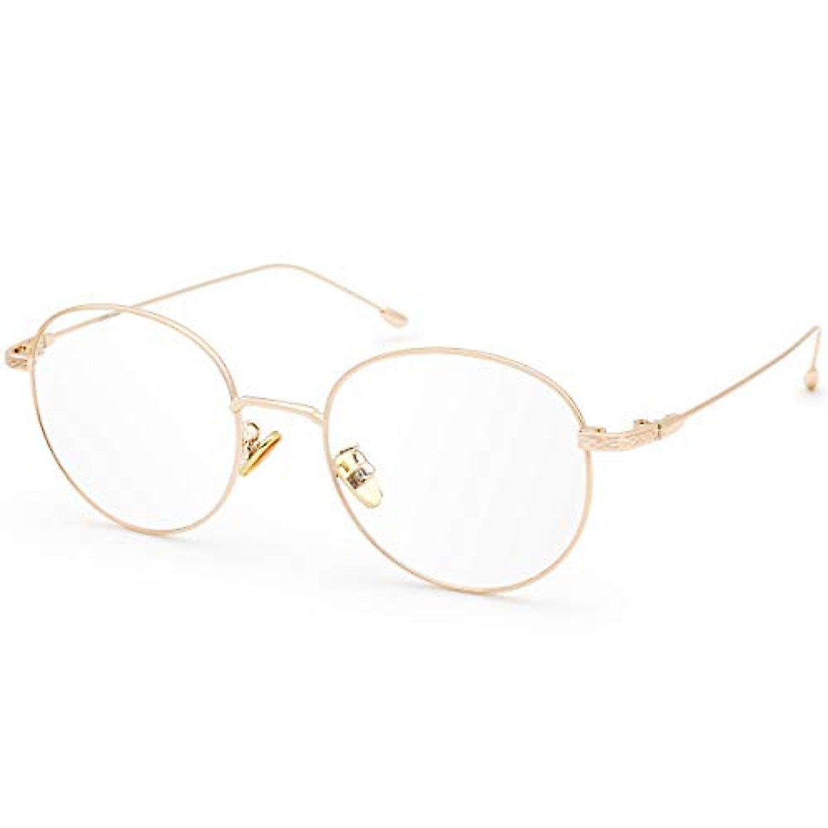 livho Blue Light Blocking Glasses, Retro Round Fake Eyeglasses Frames Anti UV Ray Filter Computer Gaming Glasses Women (Rose Gold Frame,Transparent lens)