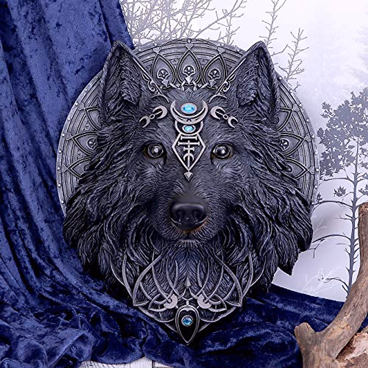 Nemesis Now Dark Gothic Magical Wolf Moon Wall Hanging Plaque, Black, One Size