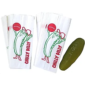Paper Dill Pickle Sacks - Red Green White - 100 Pack