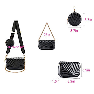 Ayliss Women Multipurpose Small/Medium Crossbody Bags Shoulder Handbag Coin Purse Trendy Clutch Evening Bag PU Leather Chain (Black #1)