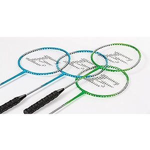 EastPoint Sports Deluxe Volleyball Badminton Net Set - Features Weather Proof Material and a Full Set Storage Bag - Includes 1 Volleyball, 4 Badminton Rackets, and 2 Badminton Shuttlecocks