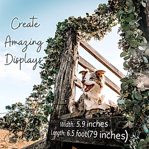 WildIvory Eucalyptus Garland - Lush, Natural Looking Artificial Faux Greenery Garland Vine for Wedding Decor, Table Runner, Mantle. Abundant Textured Boxwood, Silver Dollar Eucalyptus Leaves