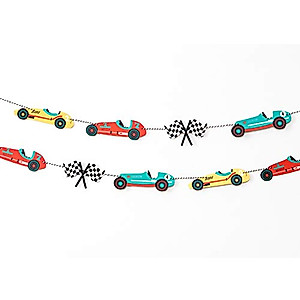 Vintage Race Car - Garland | Race Car Bunting | Kids Party Decor | Nursery, Boys Room Decor | Transportation Car Party Supply