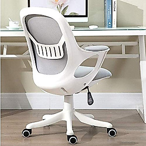 MayNuo Office Chair Gaming Chair Barber Comfy Computer Chair Adjustable Height Office Chair with Chrome Base Padded Swivel Chair/White Frame Black Net