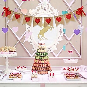 Burlap Heart Banner Garland | Red Glitter Heart | Valentine's Day Decorations| Rustic Valentines Decor | Valentines Burlap Banner | Wedding Anniversary Birthday Party Decorations Supplies