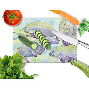 Caroline's Treasures 8544LCB Manatee Glass Cutting Board Large Decorative Tempered Glass Kitchen Cutting and Serving Board Large Size Chopping Board