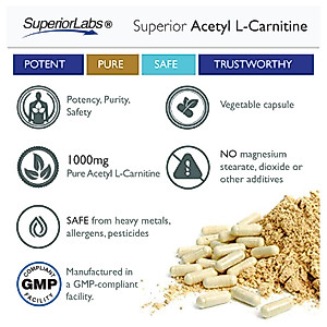 Superior Labs | Acetyl L-Carnitine 1000mg | 200 caps | Maximum Absorption | Pure Vegetable Capsules | Zero Synthetic Additives | Superior Absorption