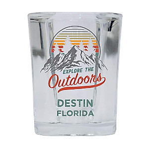 R and R Imports Destin Florida Explore the Outdoors Souvenir 2 Ounce Square Base Liquor Shot Glass