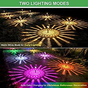 6 Pack Color Changing/Warm White Solar Path Lights - Waterproof, for Yard, Walkway, Lawn, Driveway