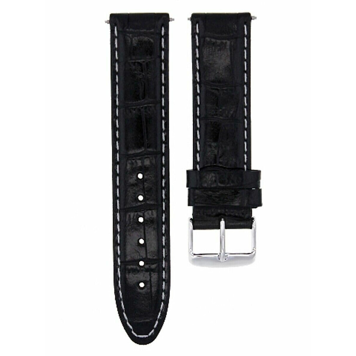 Ewatchparts 18MM GENUINE LEATHER WATCH BAND STRAP COMPATIBLE WITH IWC PILOT PORTUGUESE TOP GUN BLACK WS