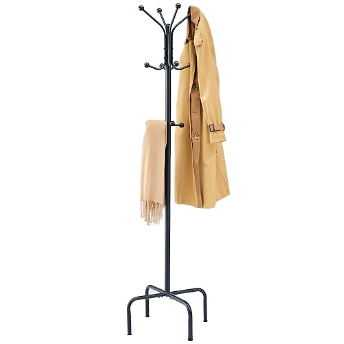 Hoctieon Coat Rack Freestanding, Entryway Coat Rack With 12 Hooks, Coat Hanger Stand, Floor Standing Metal Coat Tree,Coat Rack Stand, Heavy Duty Coat Rack, Coat Tree Freestanding, Black