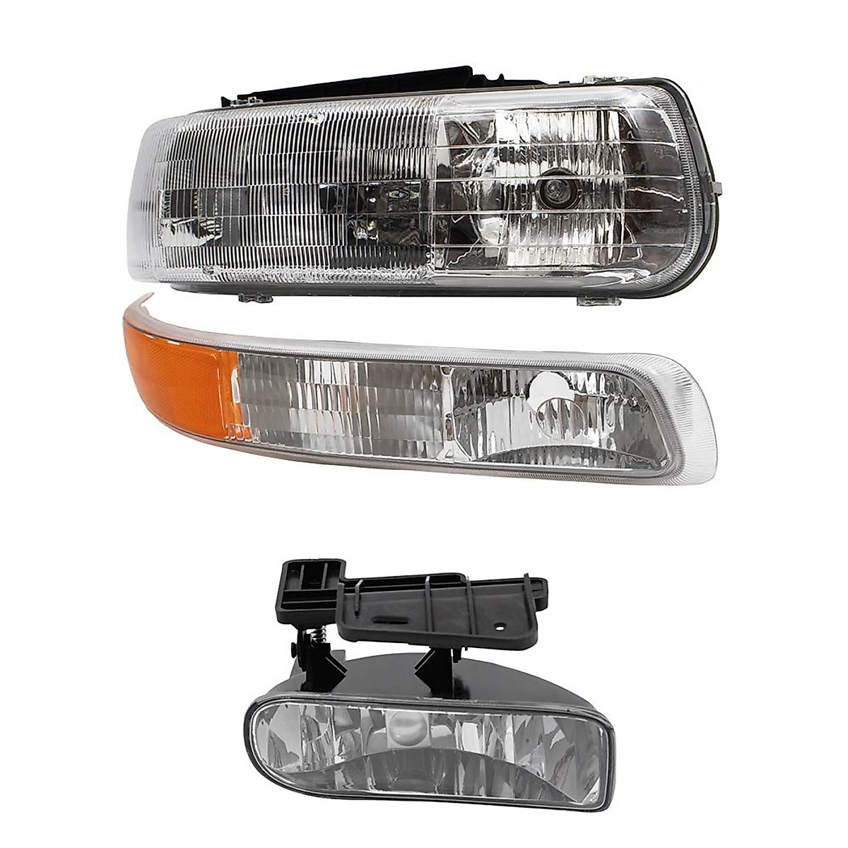 Brock Replacement 6 Pc Set Headlights Replacement Fog Lights & Side Signal Marker Lights Compatible with 1999-2002 Silverado Pickup Truck